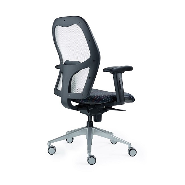 High Back Mesh Chair With Synchro Mechanism Faux Leather - Faux Leather ...