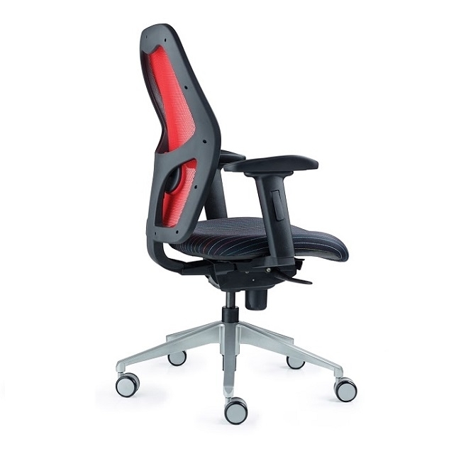 High Back Mesh Chair With Synchro Mechanism Faux Leather