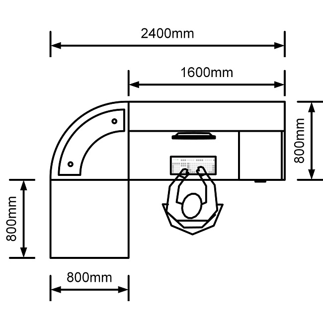 Aston 2400 x 1600 Reception Counter with Glass Shelf - Reception Counters