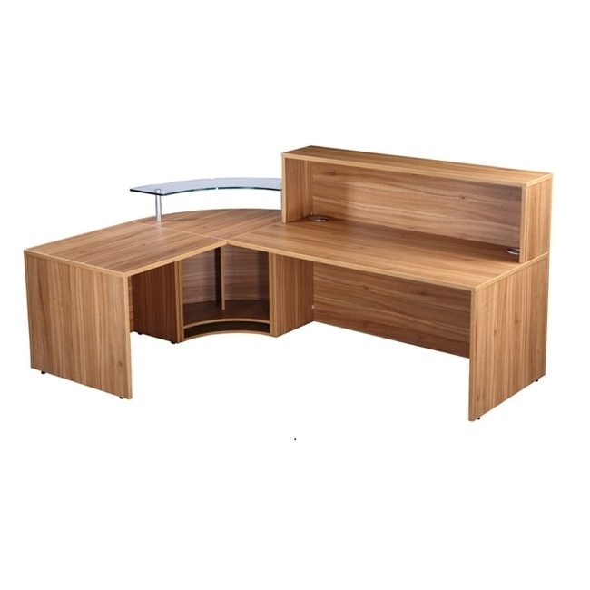 Aston 2400 x 1600 Reception Counter with Glass Shelf - Reception Counters