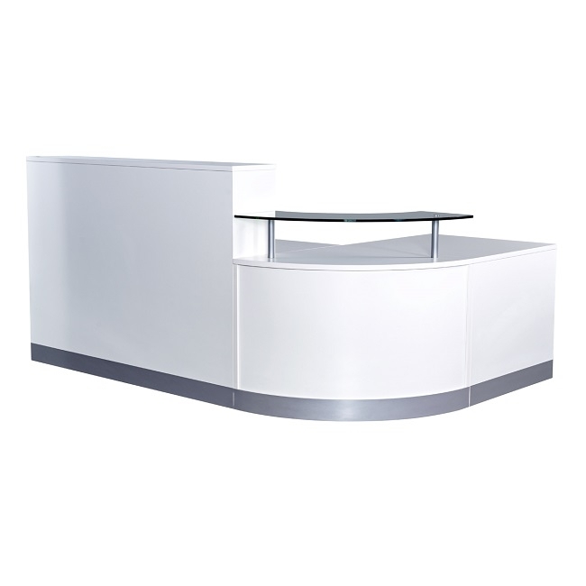 Aston 2400 x 1600 Reception Counter with Glass Shelf - Reception Counters