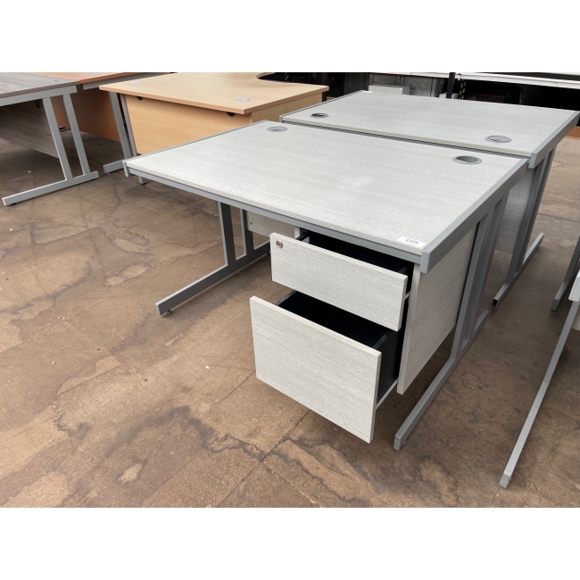 Second-hand 1200mm Desk with 2 Drawer Fixed Pedestal GREY - Second-Hand ...