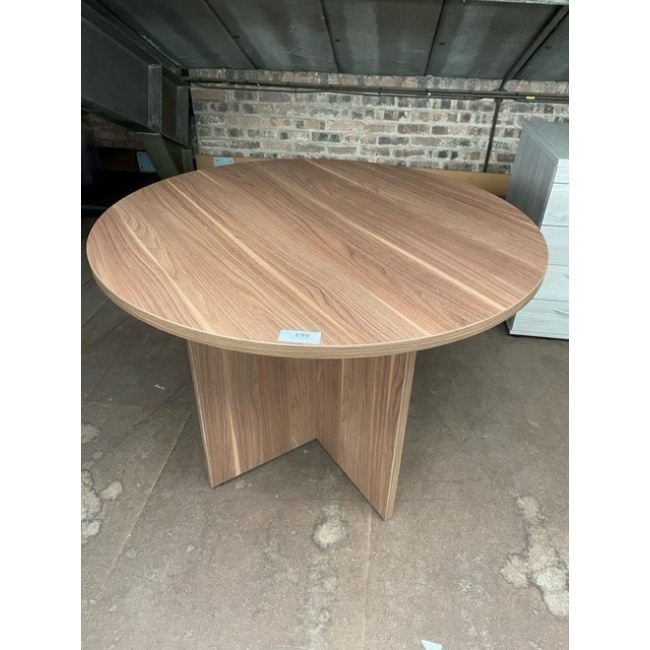 Second-Hand 1000mm Diameter Panel Legged Table WALNUT