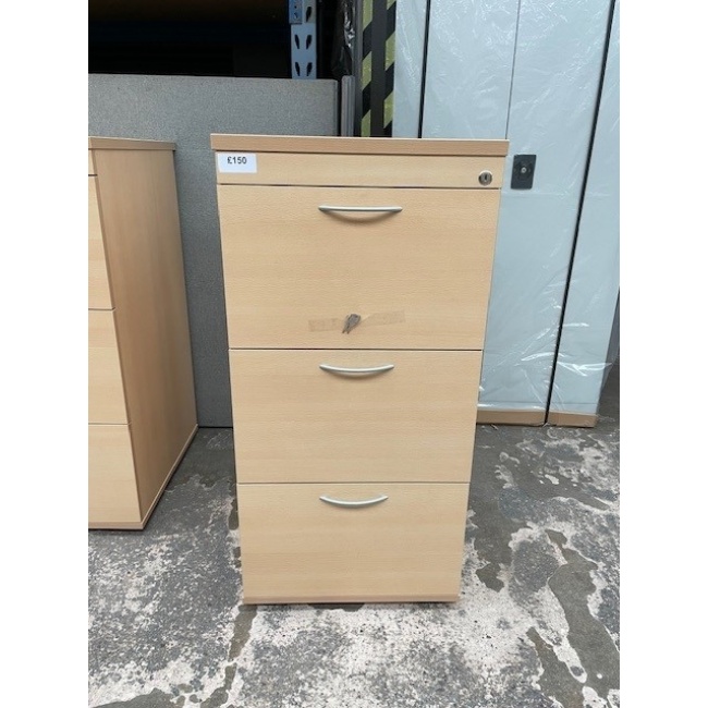 Second-hand Beckbury 3 drawer filing cabinet BEECH - Second-Hand Filing ...