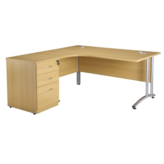 Aston 1800 Left-Hand Crescent Workstation Cantilever End Light Oak ...